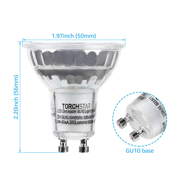 TORCHSTAR 5 Watt (50 Watt Equivalent), MR16 LED, Dimmable Light Bulb, GU10/Bi-pin Base & Reviews ...